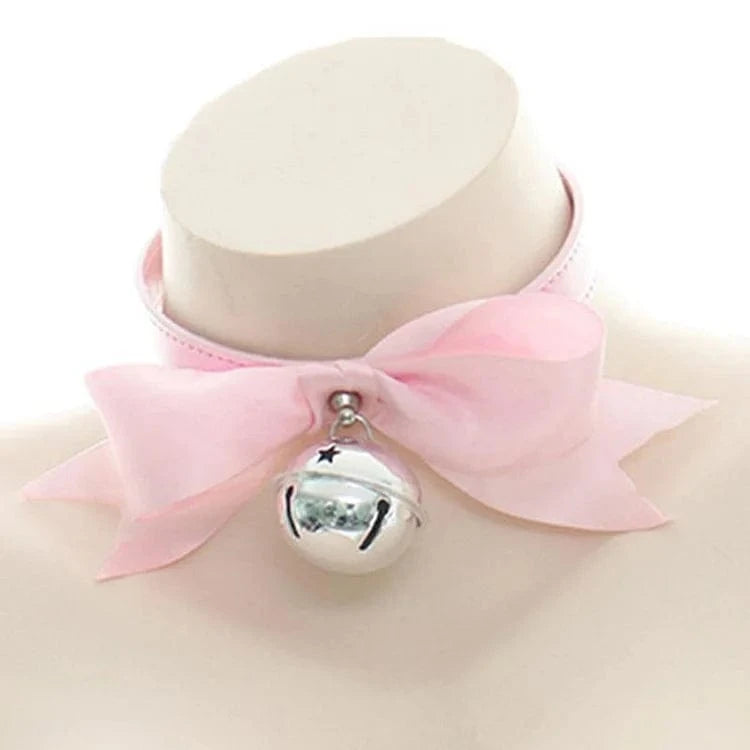 Cosplay Bow Bell Leather Sexy Cute Chain Necklace – Meowhiskers